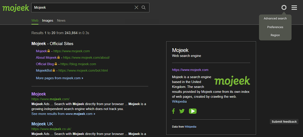 Making settings more accessible - Feedback and Developments - The Mojeek Discourse
